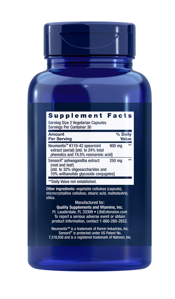 Life Extension Ashwagandha Plus Calm & Focus 60 vegetarian capsules ...