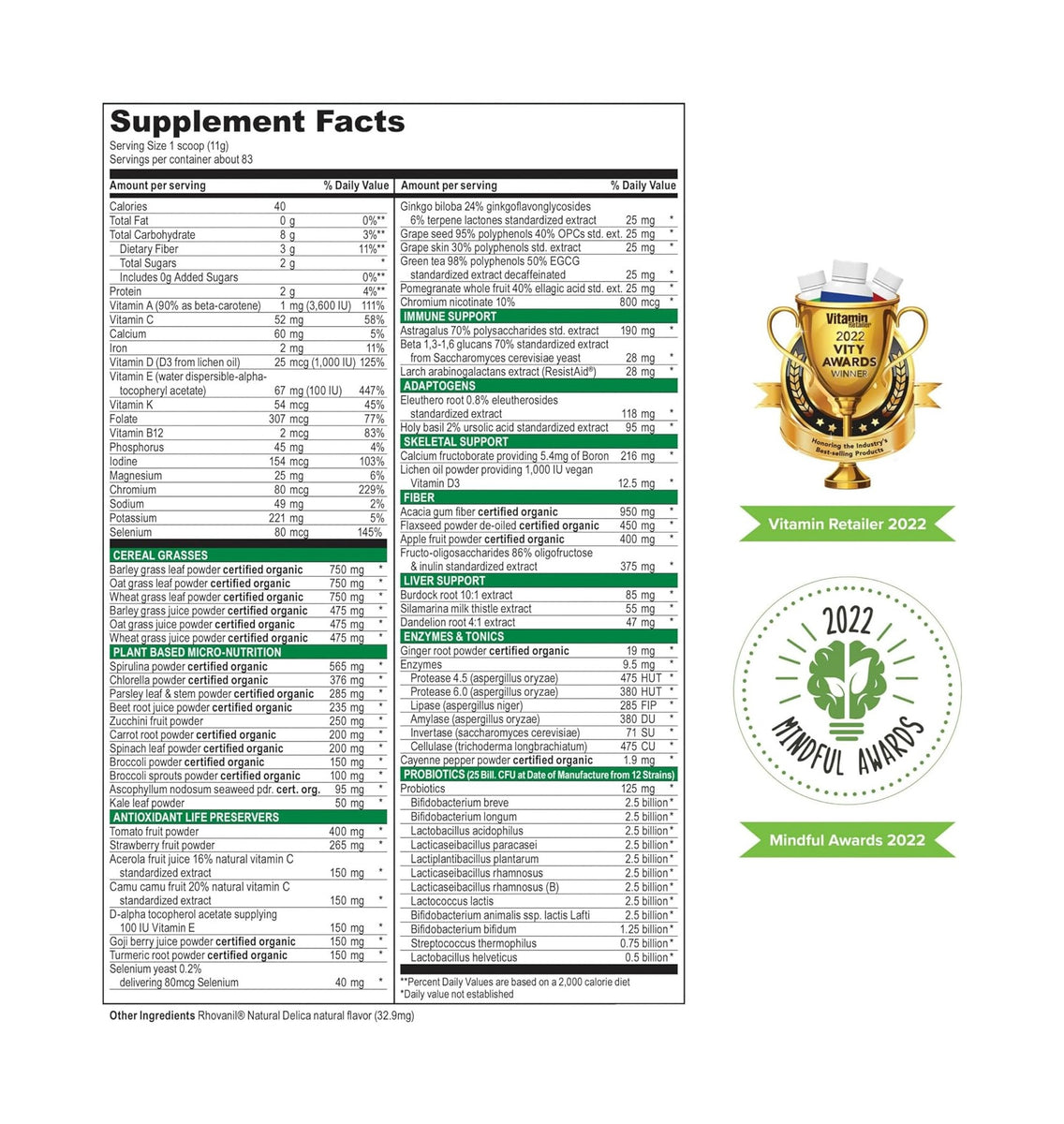 Vibrant Health-Green Vibrance Powder -83 Servings – Healthlandcenter