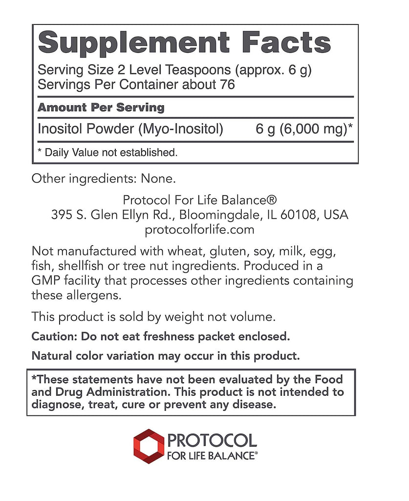 Protocol for Life Balance, Myo-Inositol Powder, 1 lb (454 g ...