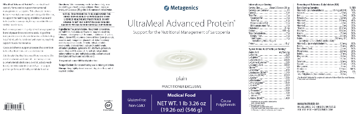 Metagenics UltraMeal Advanced Protein Plain 546 g – Healthlandcenter