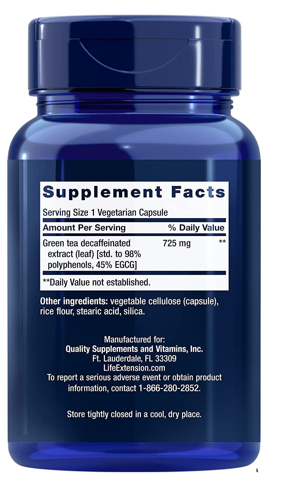 Life Extension, Mega Green Tea Extract, Decaffeinated, 100 Vegetarian ...