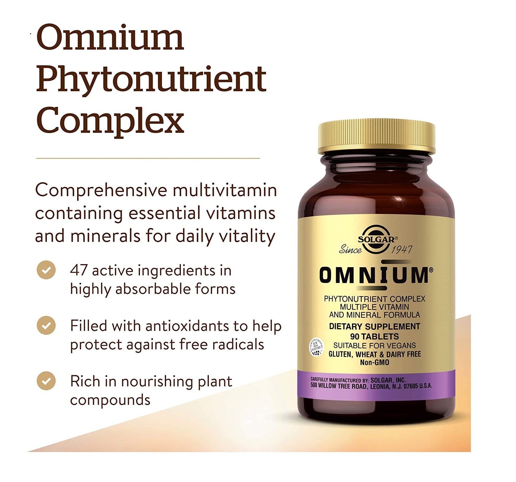 Solgar, Omnium, Phytonutrient Complex, Multiple Vitamin and Mineral Fo ...