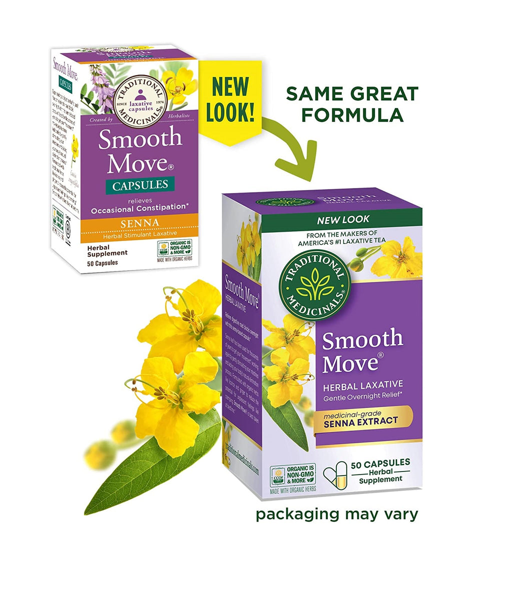 Traditional Medicinals, Smooth Move Capsules, Senna, 50 Capsules ...