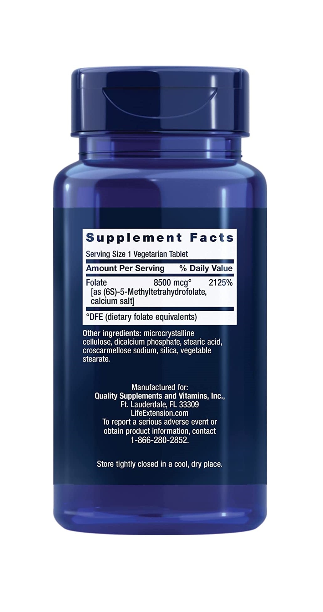Life Extension, High Potency Optimized Folate, 8,500 mcg DFE, 30 Veget ...